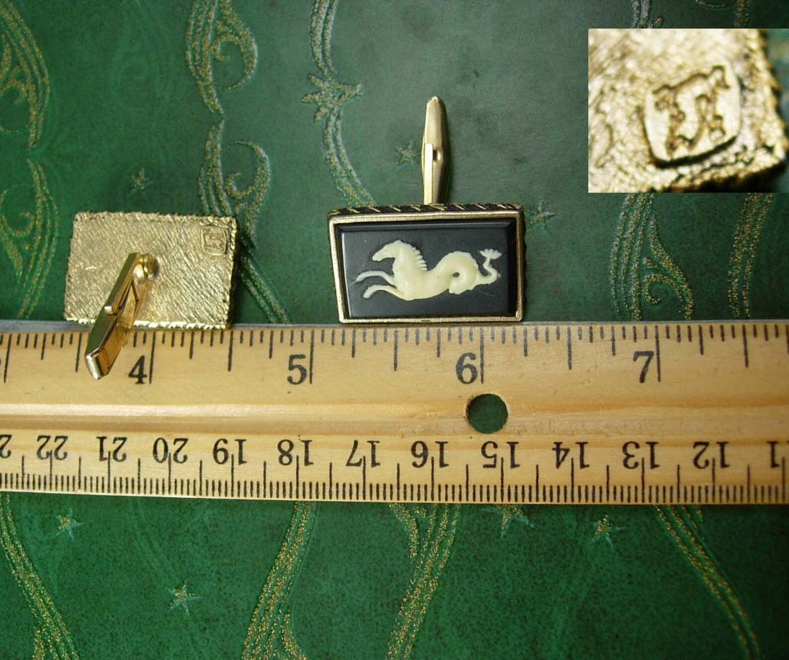 Large Devil Tail Horse Cufflinks Incolay SIGNED Mythical Gold - Etsy