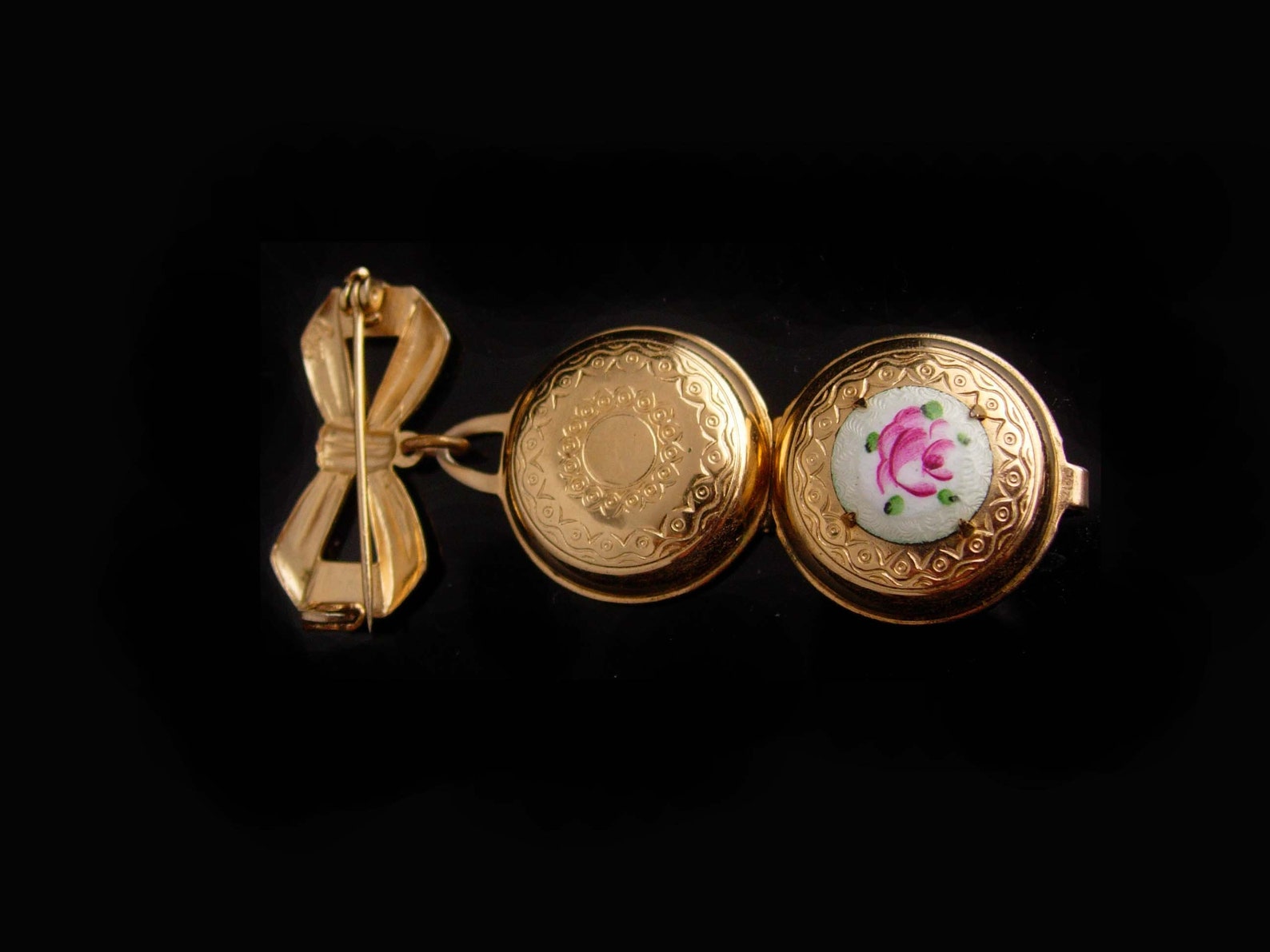 Vintage Coro Locket Guilloche Enamel Brooch Victorian - Etsy