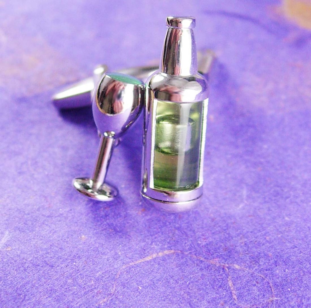 Wedding Cufflinks Champagne Cufflinks Vintage Figural Silver Goblet ...