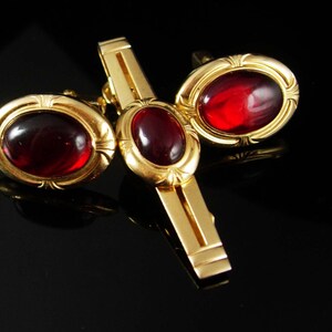 RED Cufflinks Vintage Anson Tie Clip Set Designer Cuff Link Accessory ...