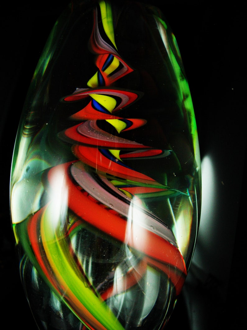 Murano Ribbon Glass Vase 20th Century Italian Thick Glass | Etsy