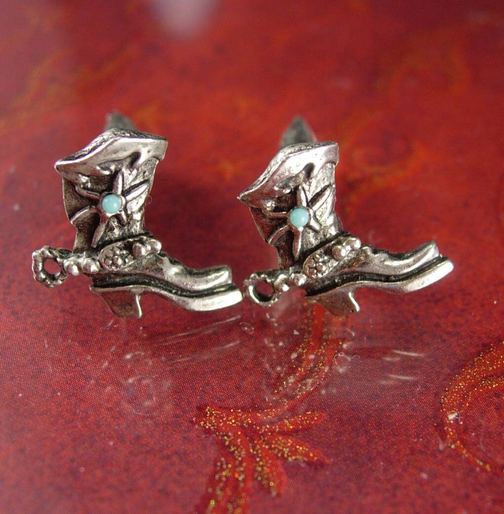 Western Cuff links silver Cowboy Boot Cufflinks Vintage | Etsy