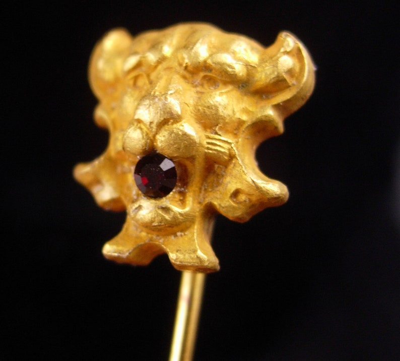 Antique Lion STICKPIN Victorian Lapel Pin Ruby Jeweled - Etsy