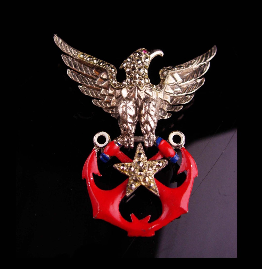 Vintage Military Brooch Rare Ww11 1940 Vintage Patriotic Brooch Eagle ...