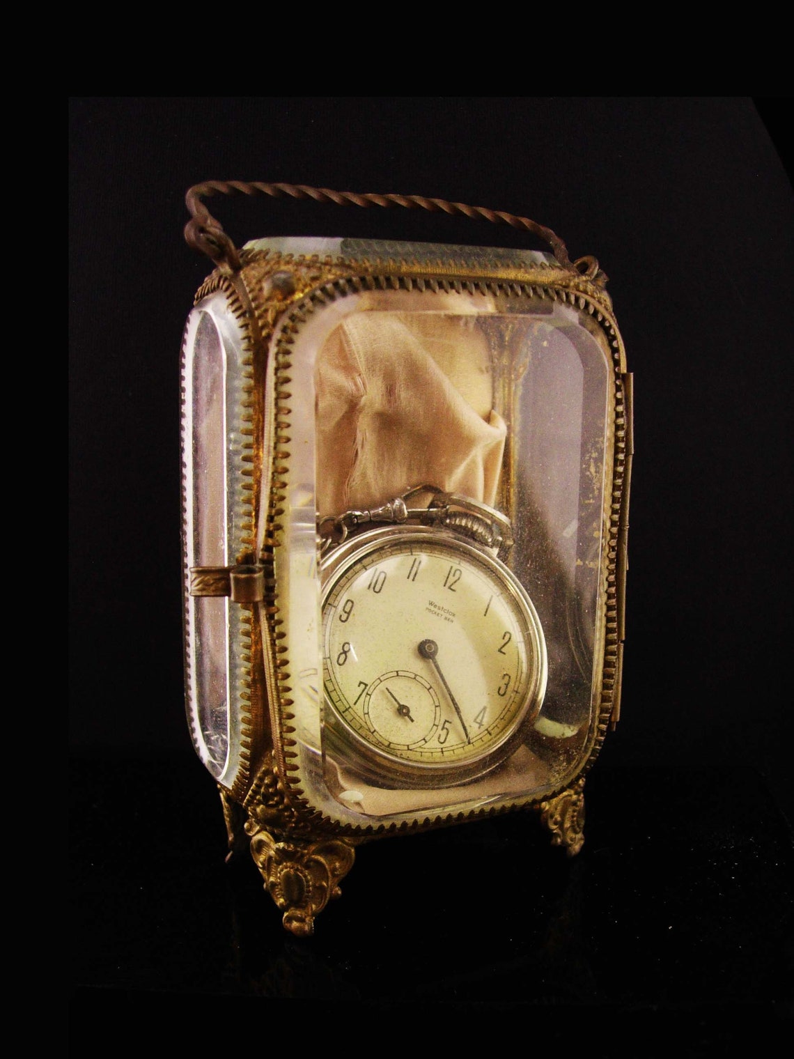 Antique Watch Casket Beveled Glass Box Wedding Jewelry - Etsy