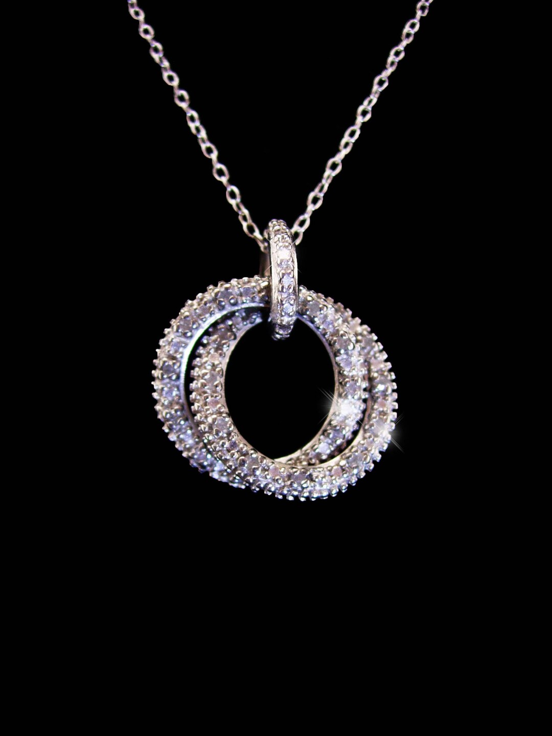 Double Diamond Ring Necklace - Sterling Eternity Wedding Necklace ...