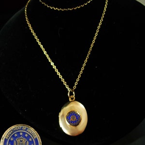 Vintage FBI Locket Necklace 1950's Dept of Justice Pendant Graduation ...