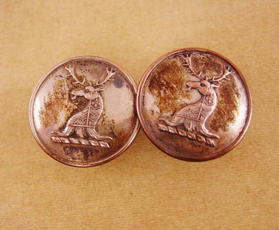 Antique London button Cufflinks - Vintage deer set - … - Gem