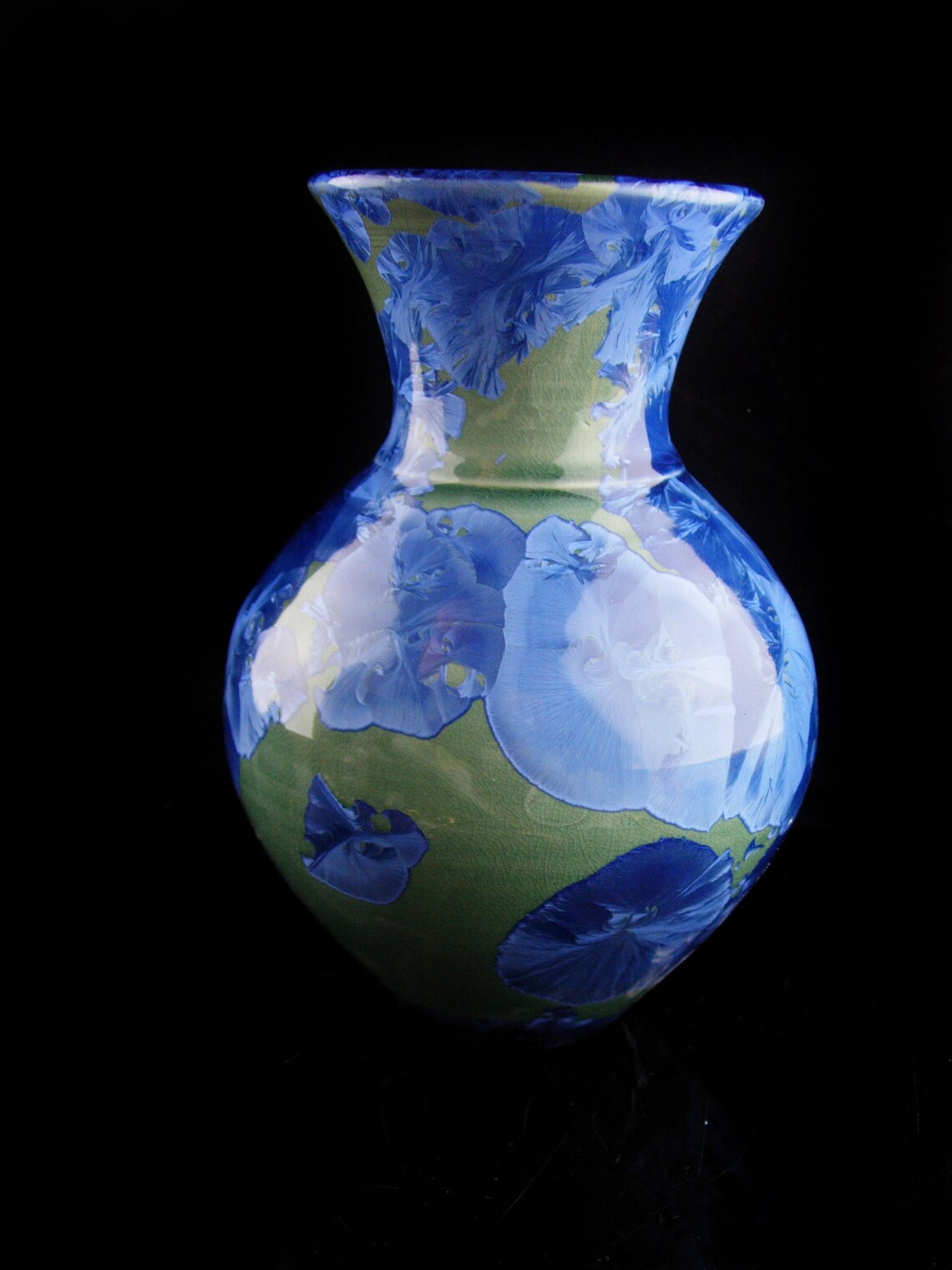 Vintage Phil Morgan Pottery rare blue crystalline vase | Etsy