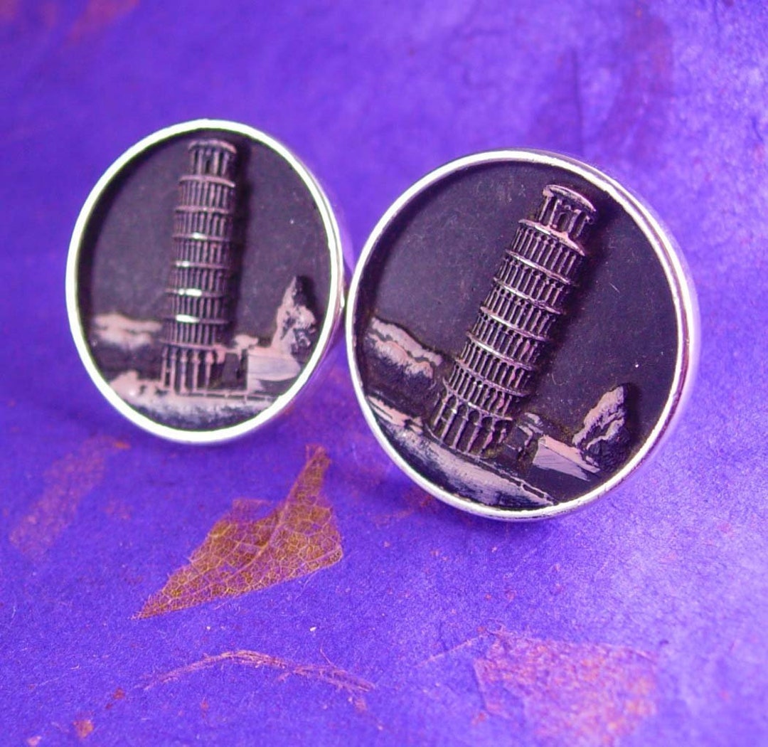 Extra Large Italy Cuff Links Leaning Tower of PISA Cufflinks Vintage ...
