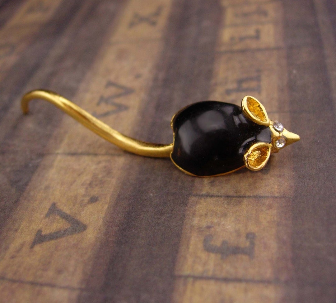 Vintage Mechanical Mouse Brooch / Moveable Rat Tail / Cravat Holder ...