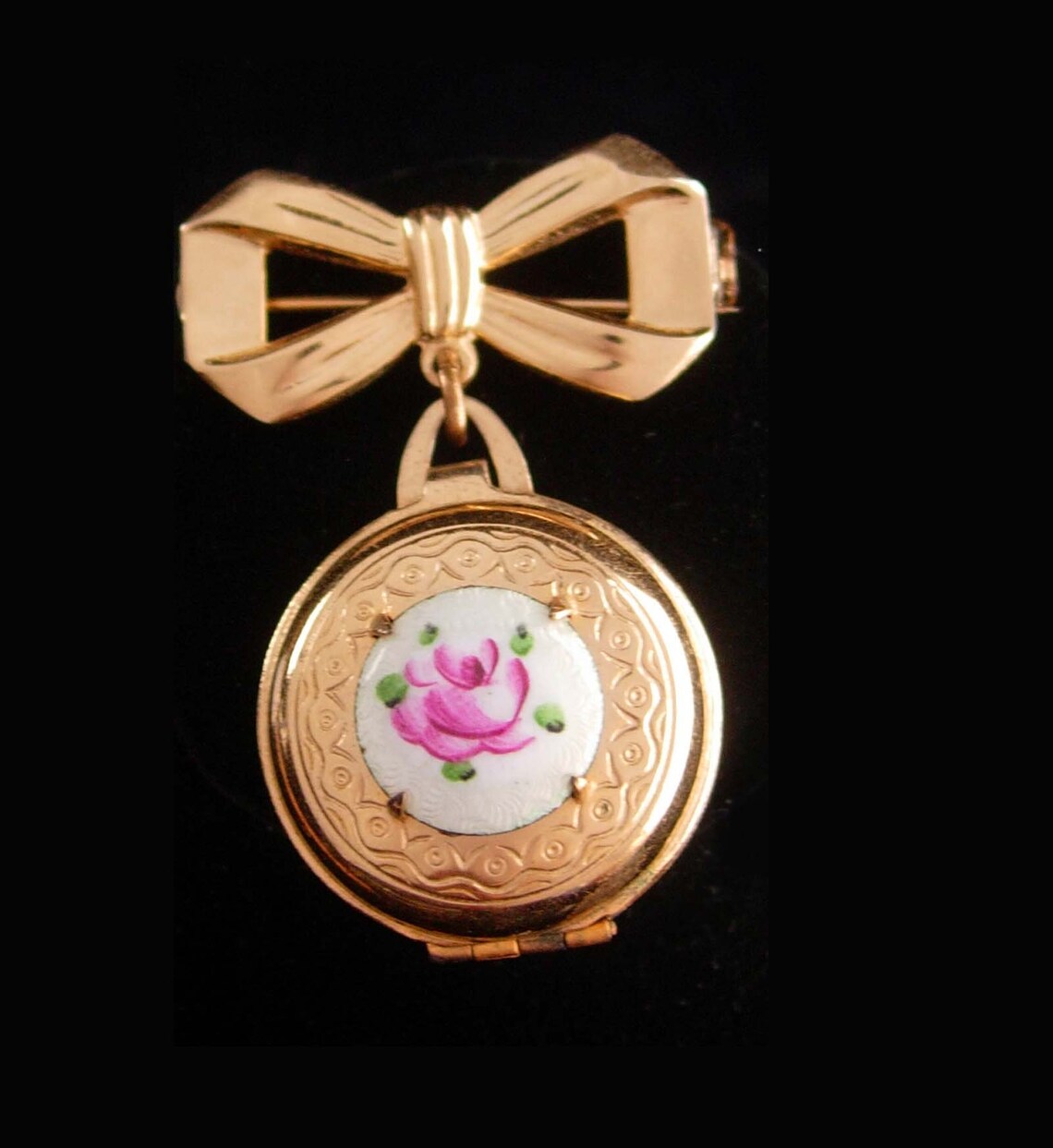 Vintage Coro Locket Guilloche Enamel Brooch Victorian - Etsy