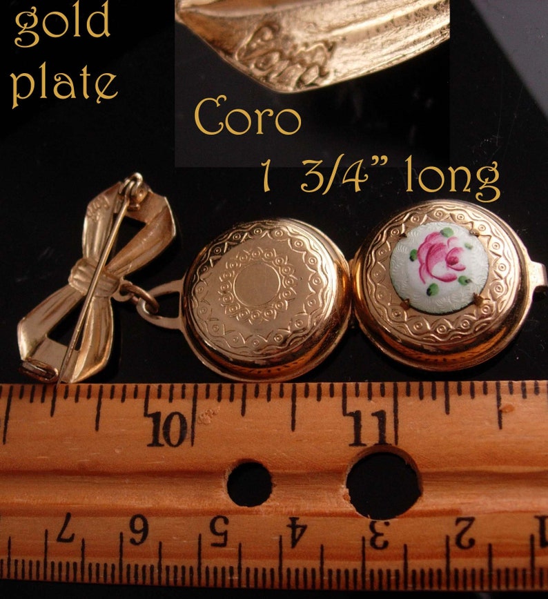 Vintage Coro Locket Guilloche Enamel Brooch Victorian - Etsy