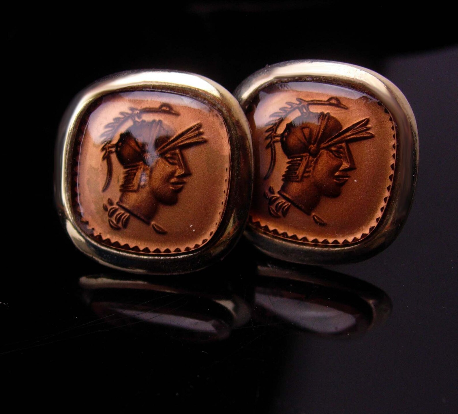 Knight Cufflinks / Vintage Gold Set / Roman Cufflinks / Cameo - Etsy
