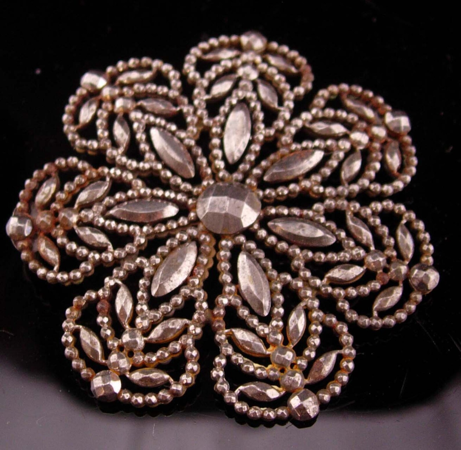 Large Antique French Cut Steel Brooch Large Vintage Silver | Etsy