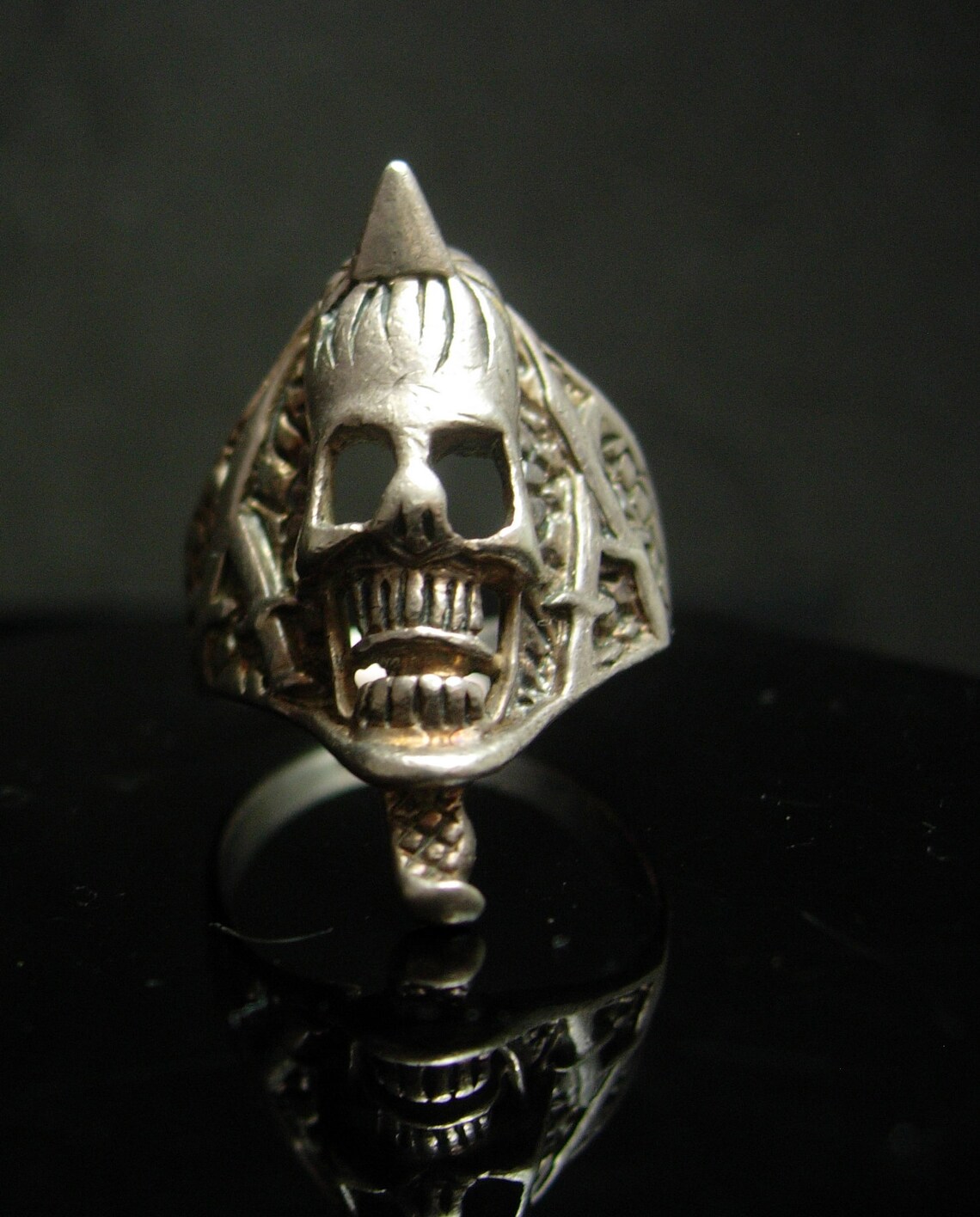Snake & Skull Ring Sterling Silver Vintage Serpent Biker SIZE | Etsy