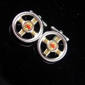 Vintage Touring Roadster Cufflinks / Car Steering Wheel / Silver ...