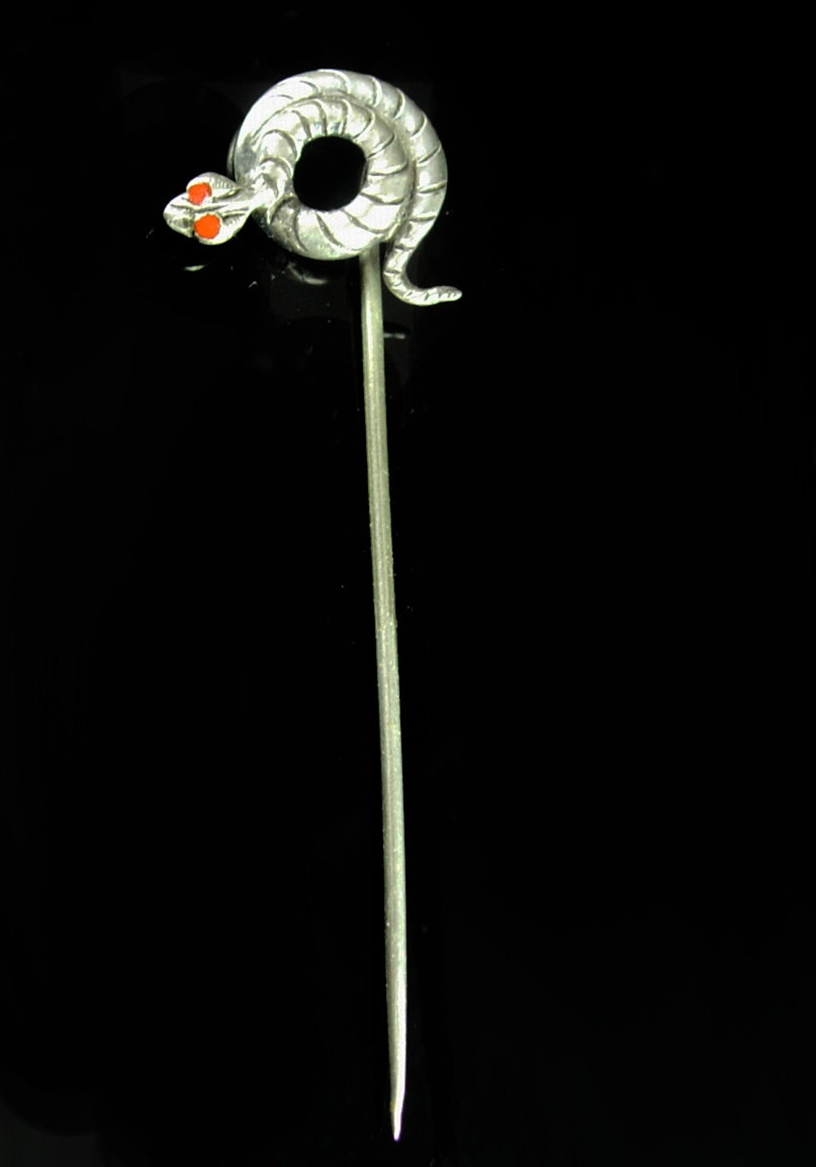 Antique Sterling Snake STICKPIN Red Jeweled Serpent - Etsy