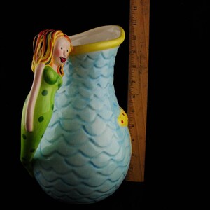 Hand Painted Mermaid 11 Nautical Starfish Pitcher Ceramic Goddess ...
