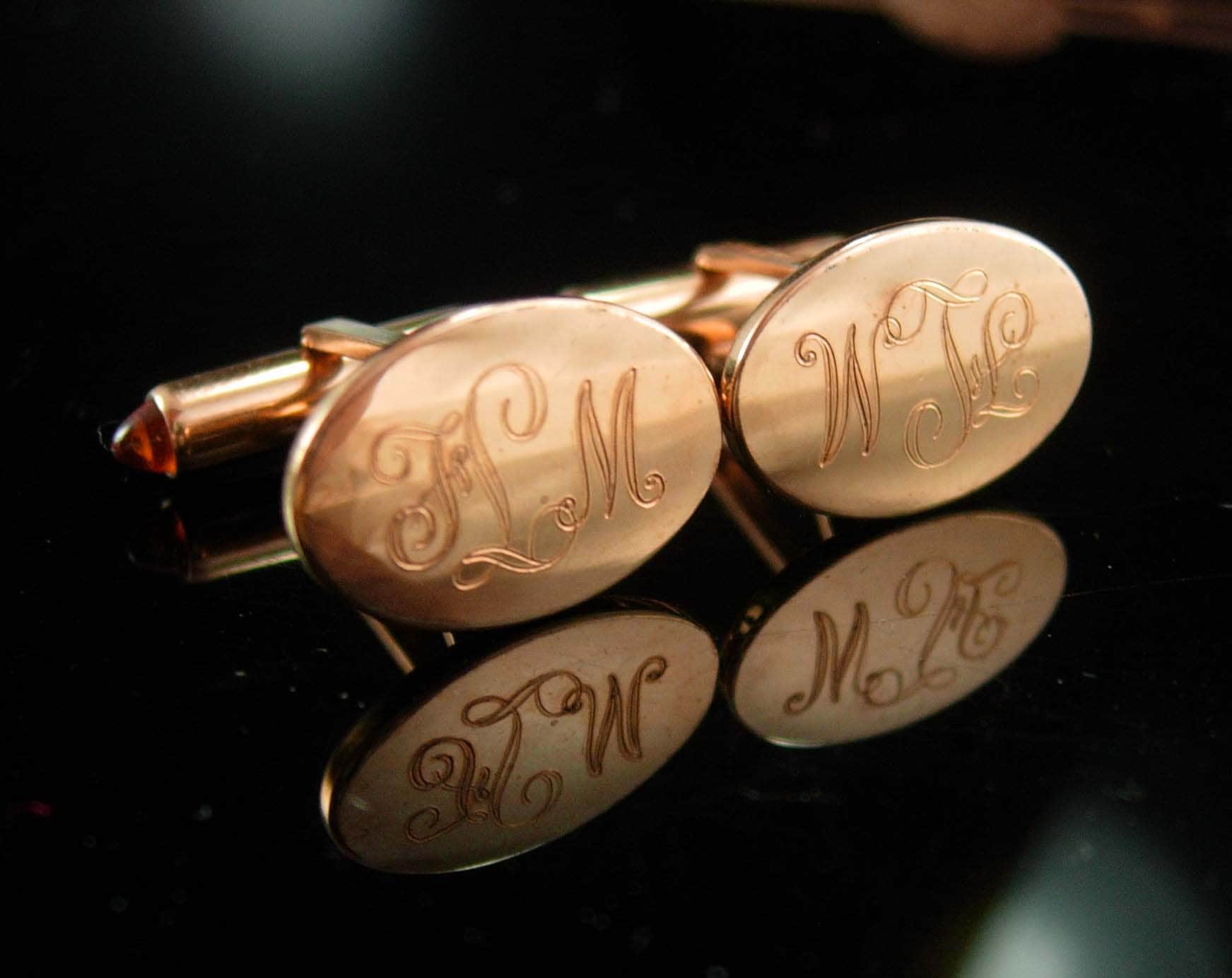 Vintage Gold Filled Cufflinks Monogrammed Initial FLM WTL - Etsy