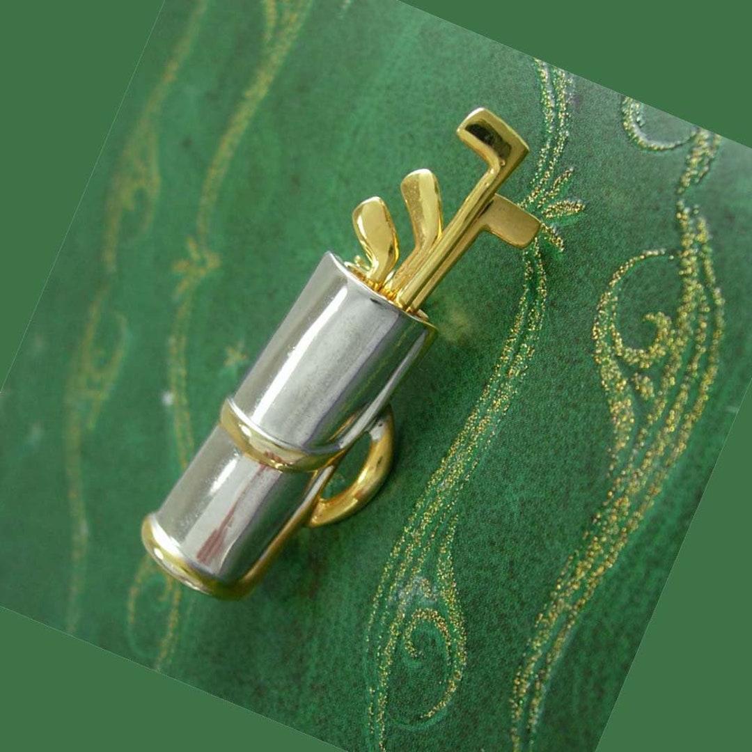 Moveable Golf Bag Brooch Pin Silver Tournaments Sportsman Birthday Lady ...