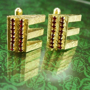 Rhinestone Cufflinks Letter E Cufflinks Monogrammed Cufflinks Vintage ...