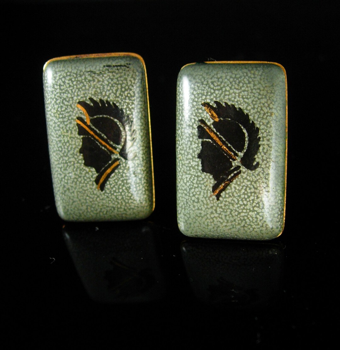 HUGE Cufflinks Medieval LARGE Enamel Gilt Centurion Cufflinks - Etsy