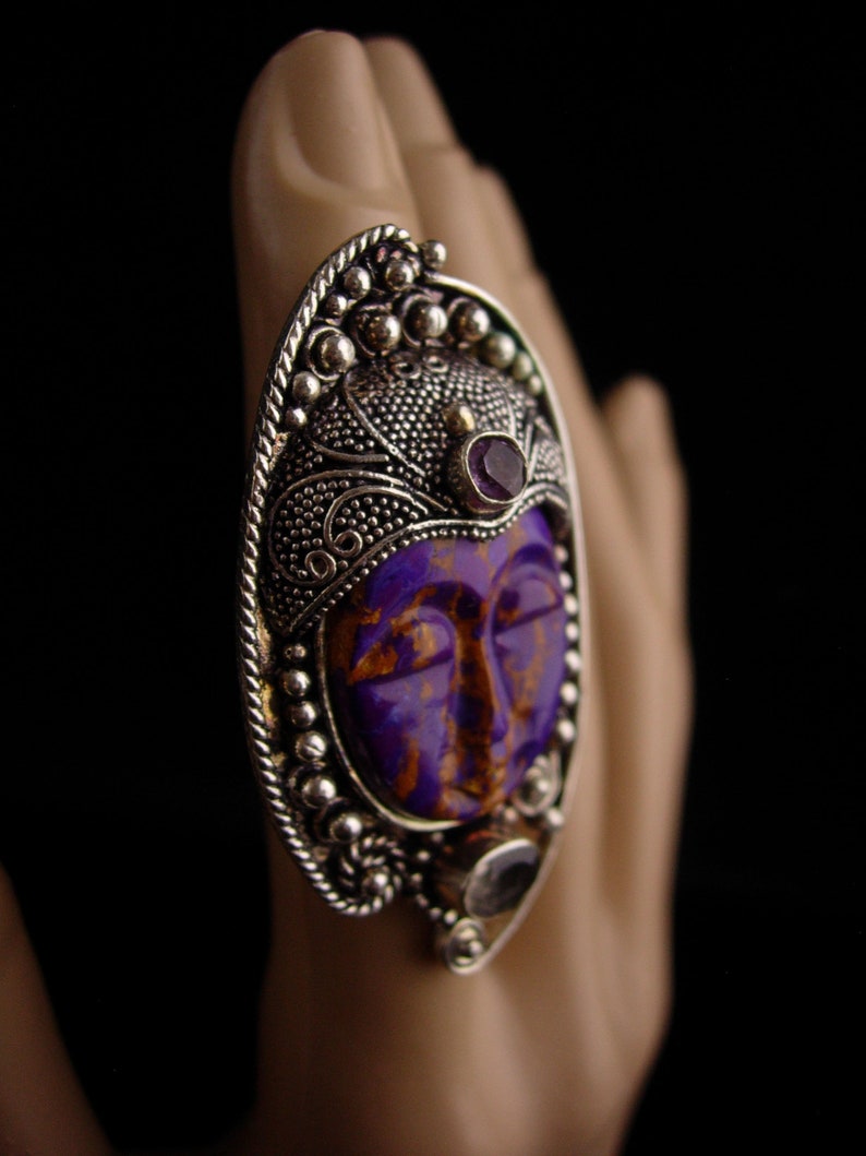 Large Jeweled Goddess Ring Amethyst Aquarian Accents - Etsy