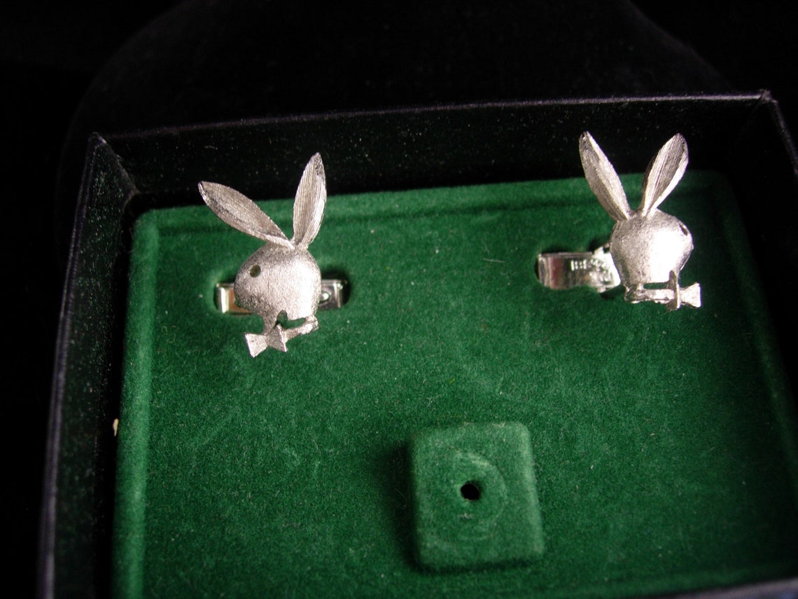 Silver Playboy Bunny Cufflinks Original Box Bachelor Party | Etsy