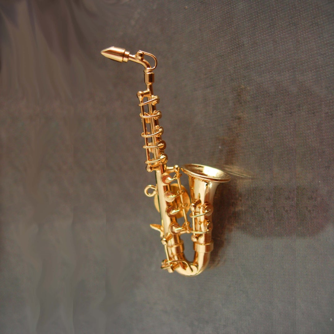 Miniature Saxaphone Tie Tack Artist Gift Musician Band Birthday Gift ...