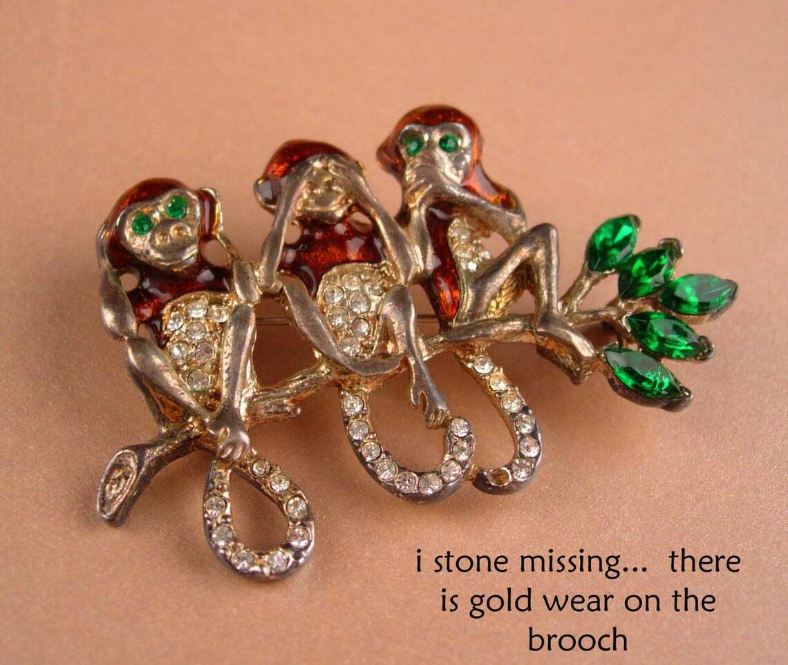 Vintage Monkey Brooch Enamel Monkey Pin Whimsical Gift - Etsy