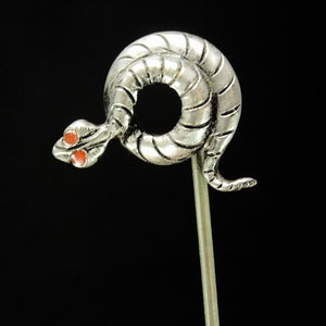Antique Sterling Snake STICKPIN Red Jeweled Serpent Egyptian Revival ...
