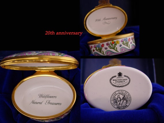1994 Halcyon Enamel Box - 20th Anniversary - Trinket … - Gem