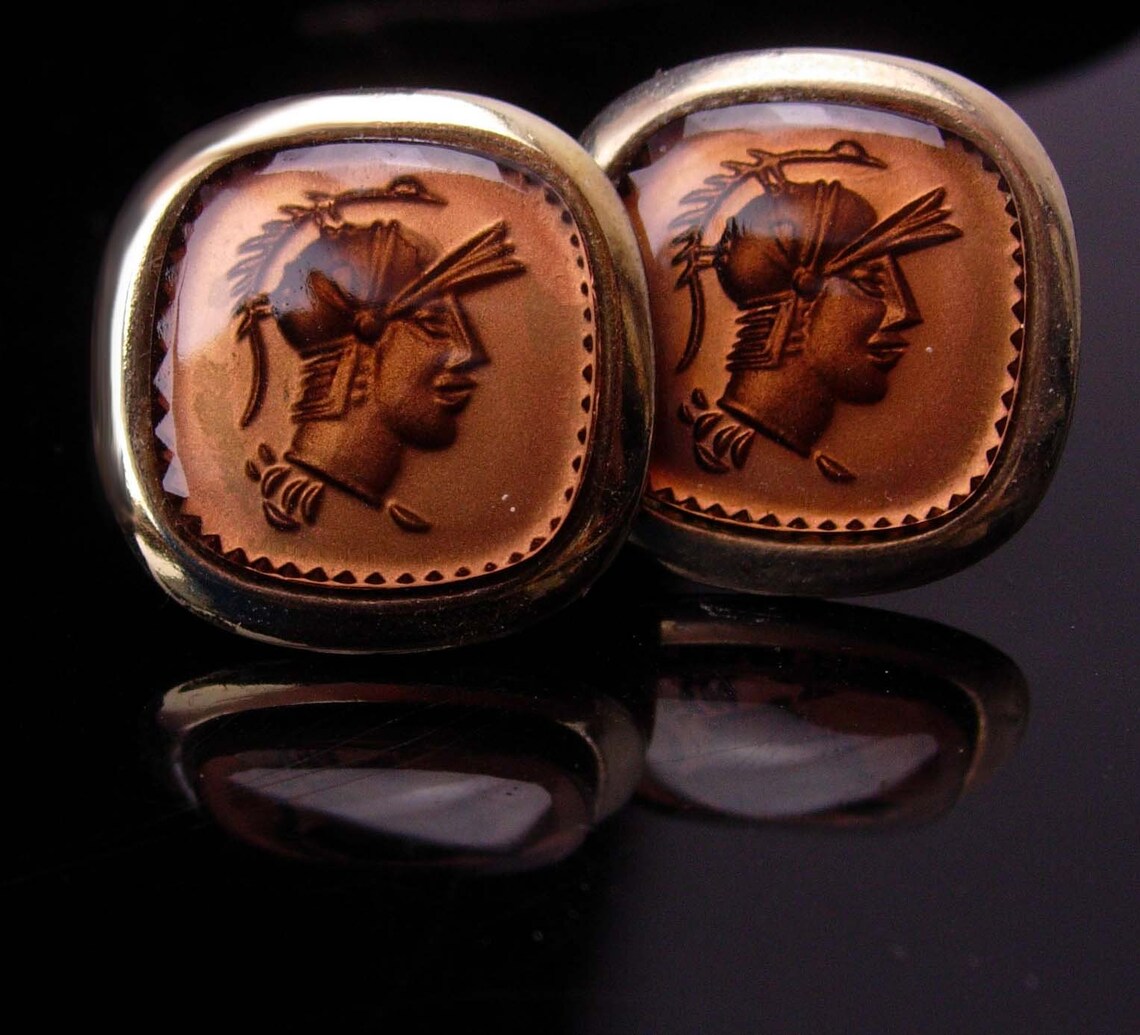 Knight Cufflinks / Vintage Gold Set / Roman Cufflinks / Cameo - Etsy