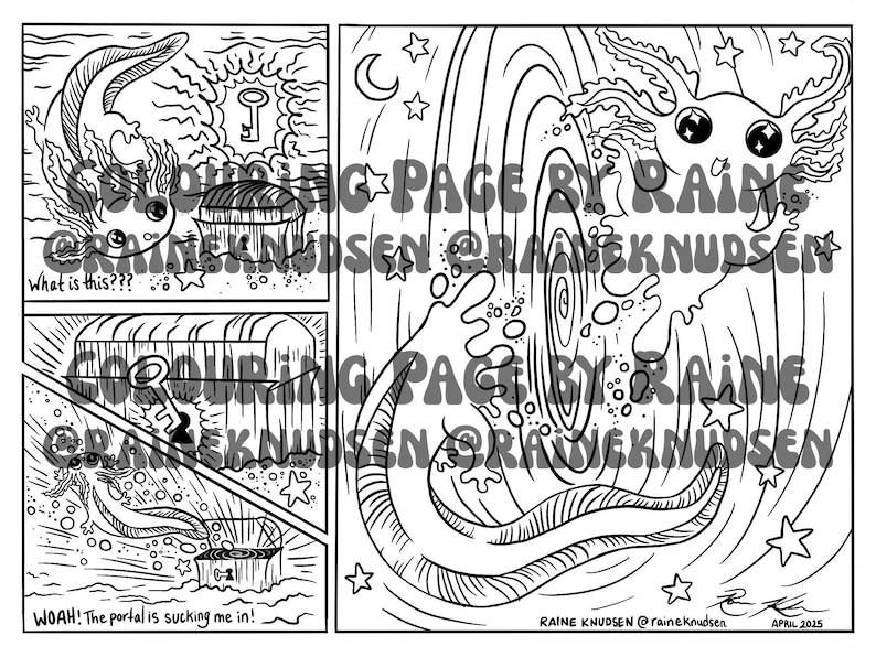 Axolotl Magic Portal Colouring Page!! Digital Download Coloring Page of ...