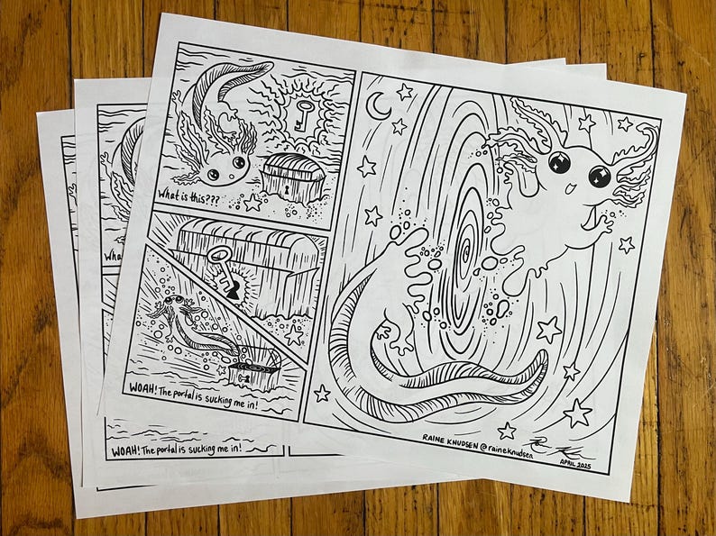 Axolotl Magic Portal Colouring Page!! Digital Download Coloring Page of ...