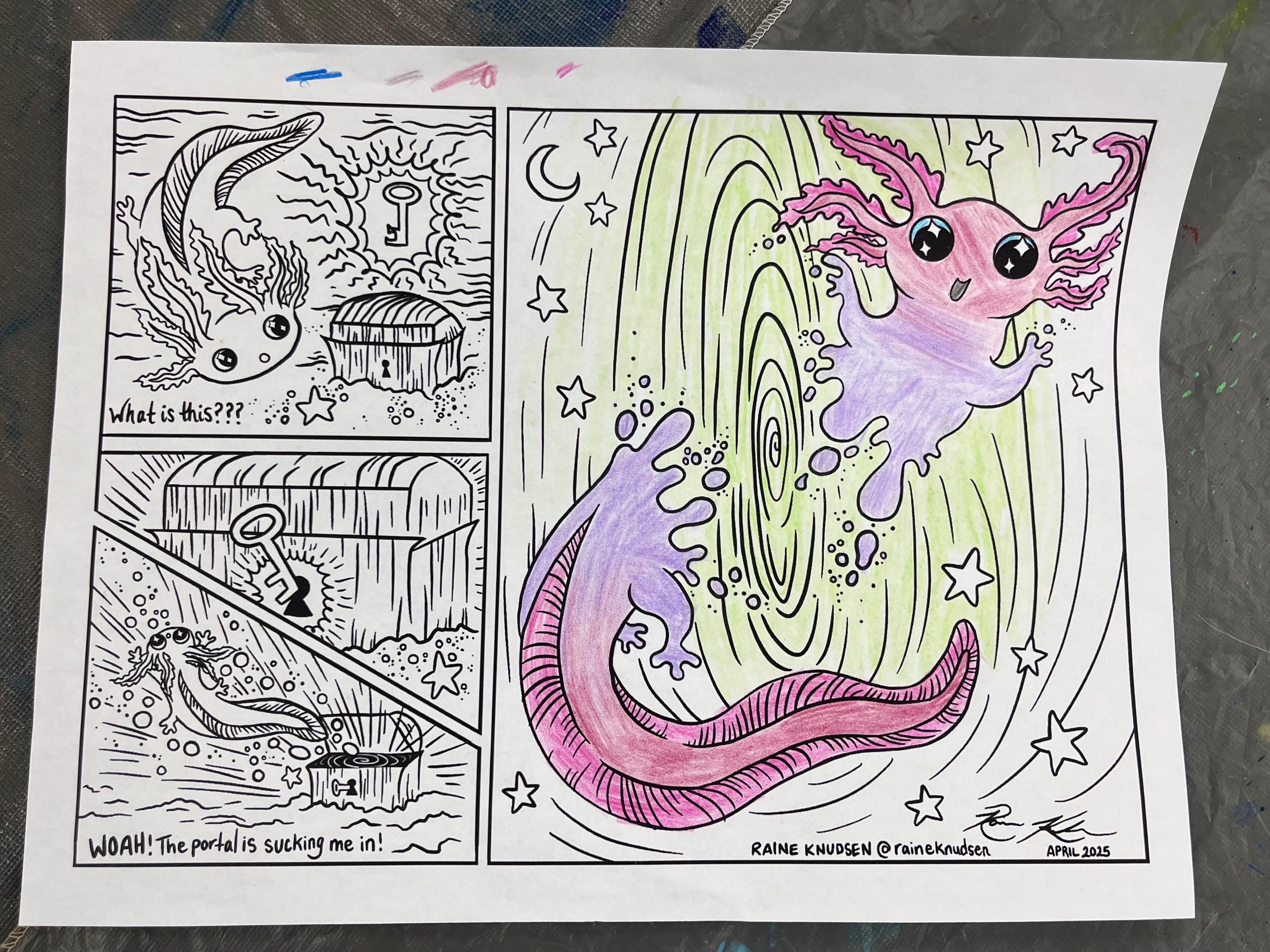Axolotl Magic Portal Colouring Page!! Digital Download Coloring Page of ...