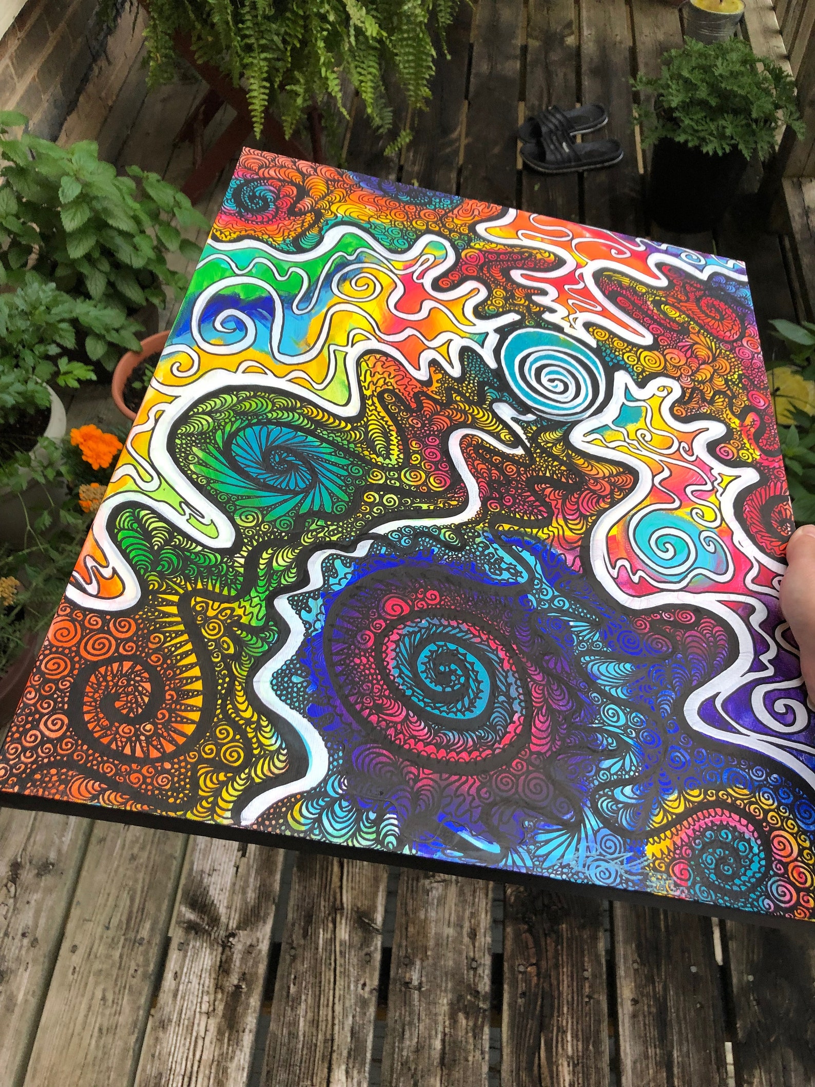 Doodle Portal // Original Intuitive Trippy Doodle Painting by Raine - Etsy
