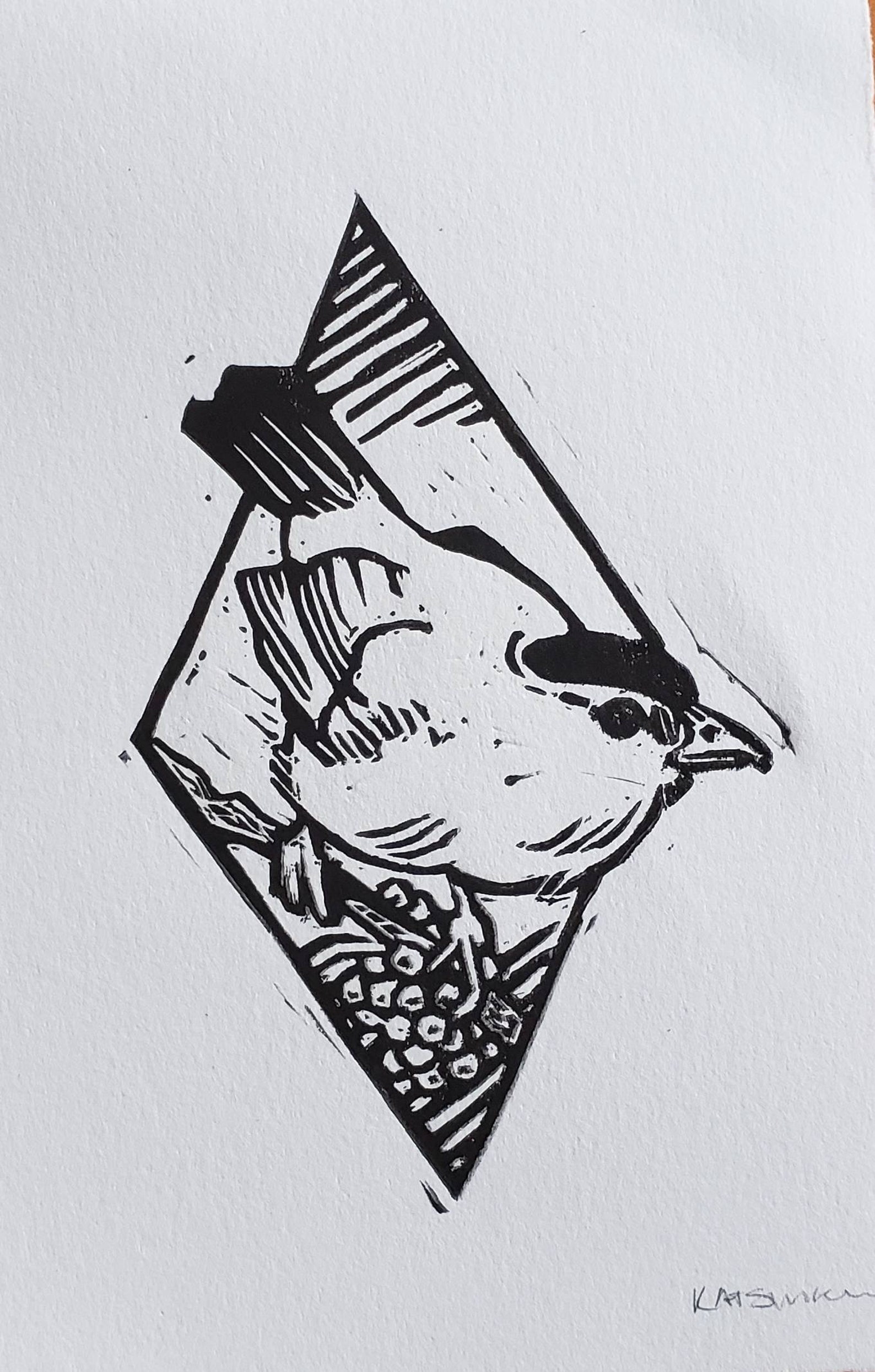 Goldfinch Linocut Print on 4x6 - Etsy