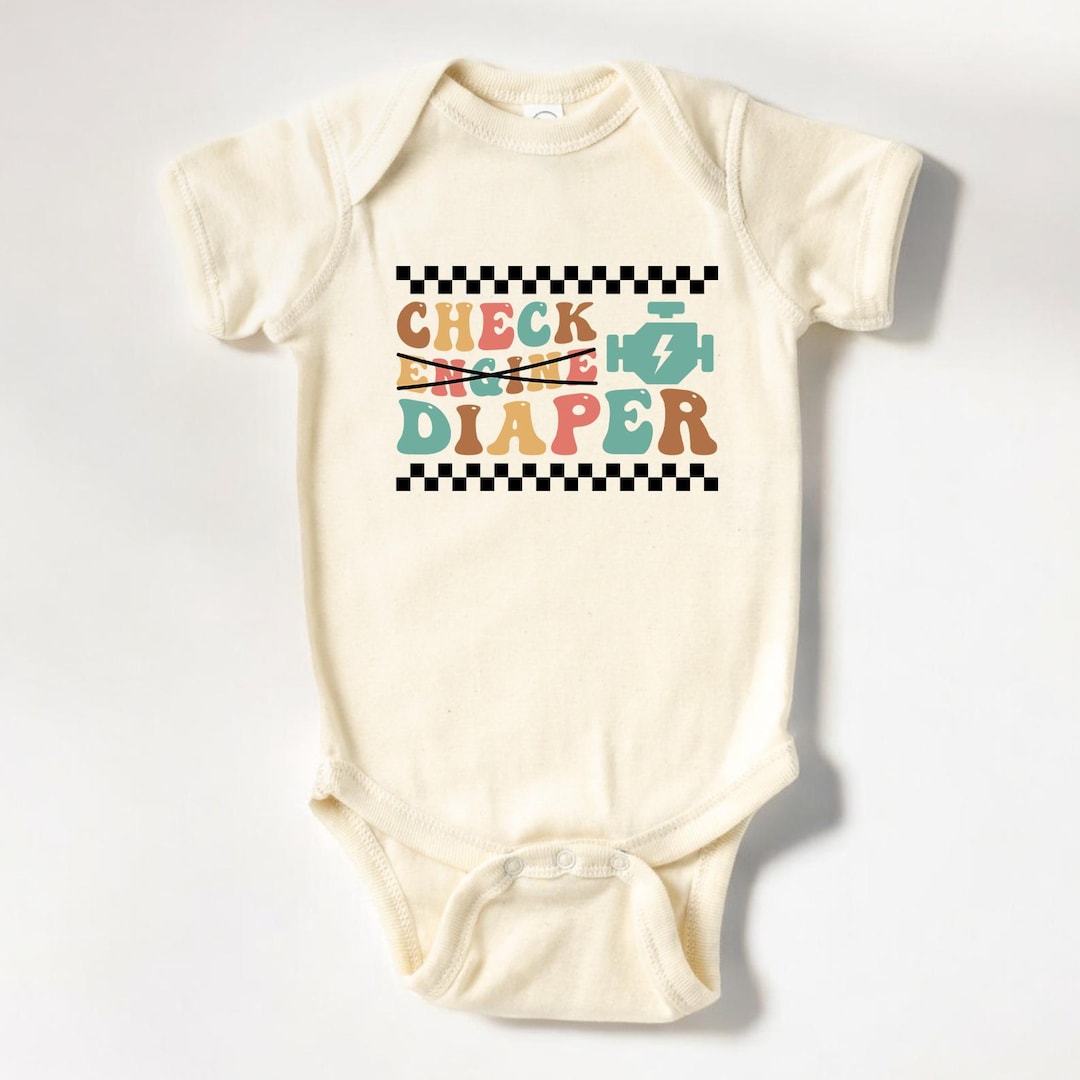 Check Engine Baby Onesie®, Check Engine Diaper Baby Bodysuit, Retro ...