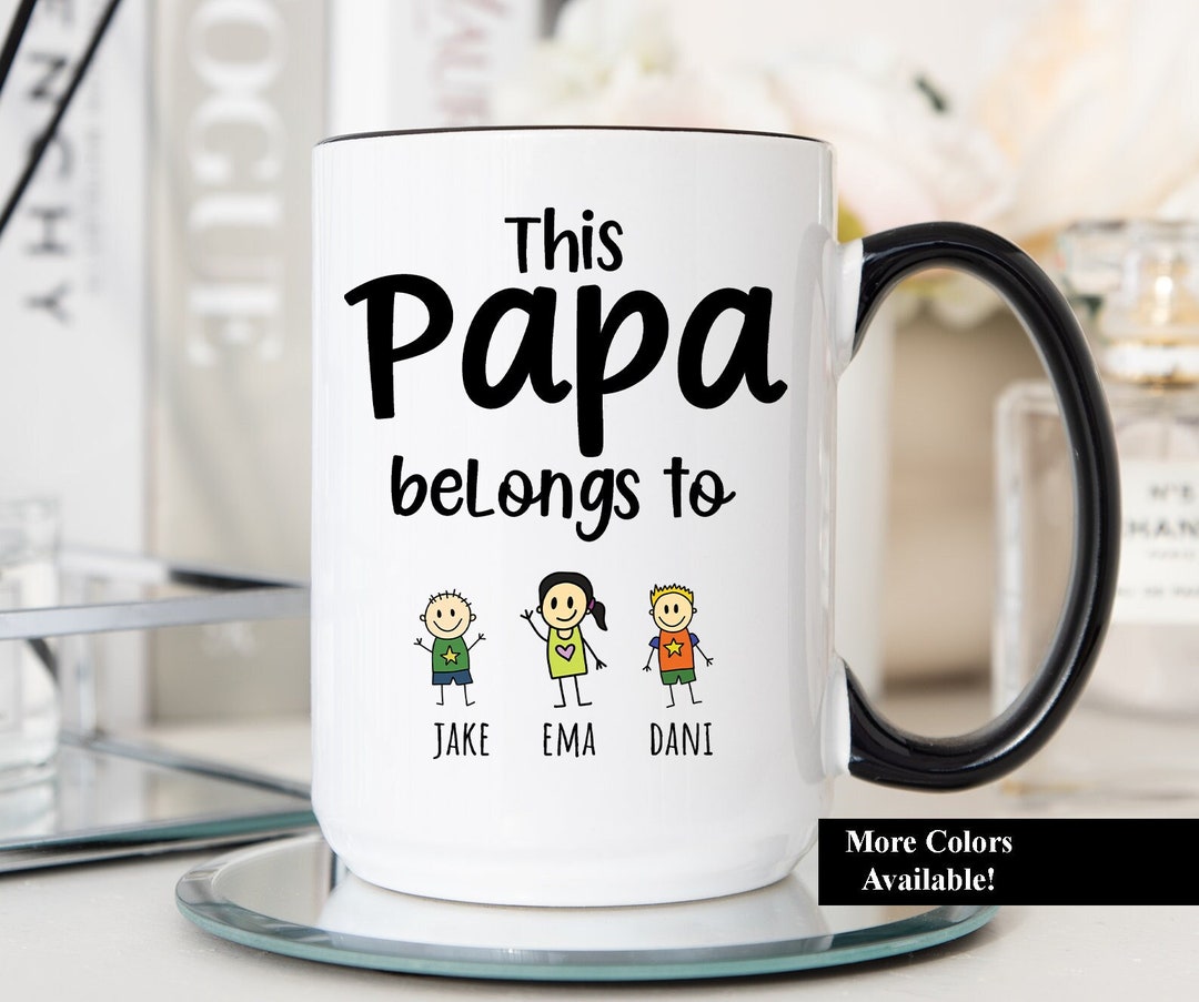 This Papa Belongs To, Papa Coffee Mug Personalized, Papa Gift From Kids ...