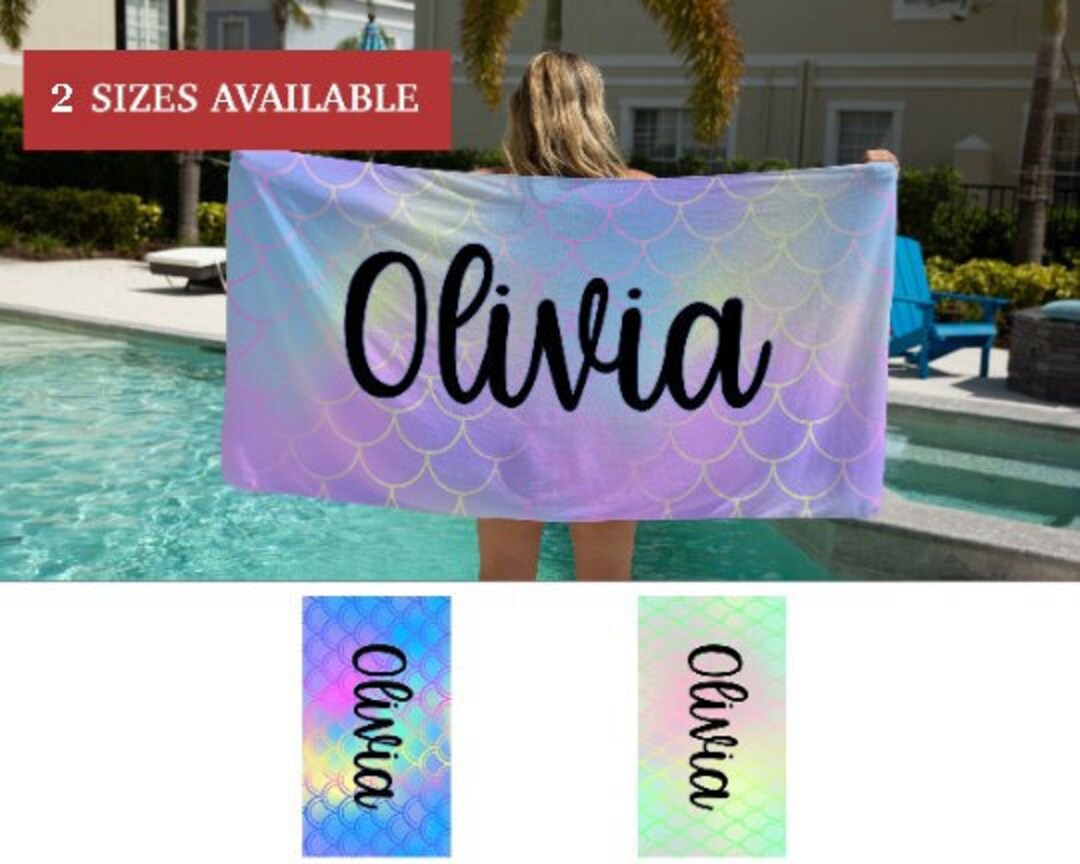 Personalized Mermaid Beach Towel, Mermaid Gifts for Girls, Mermaid Pool ...