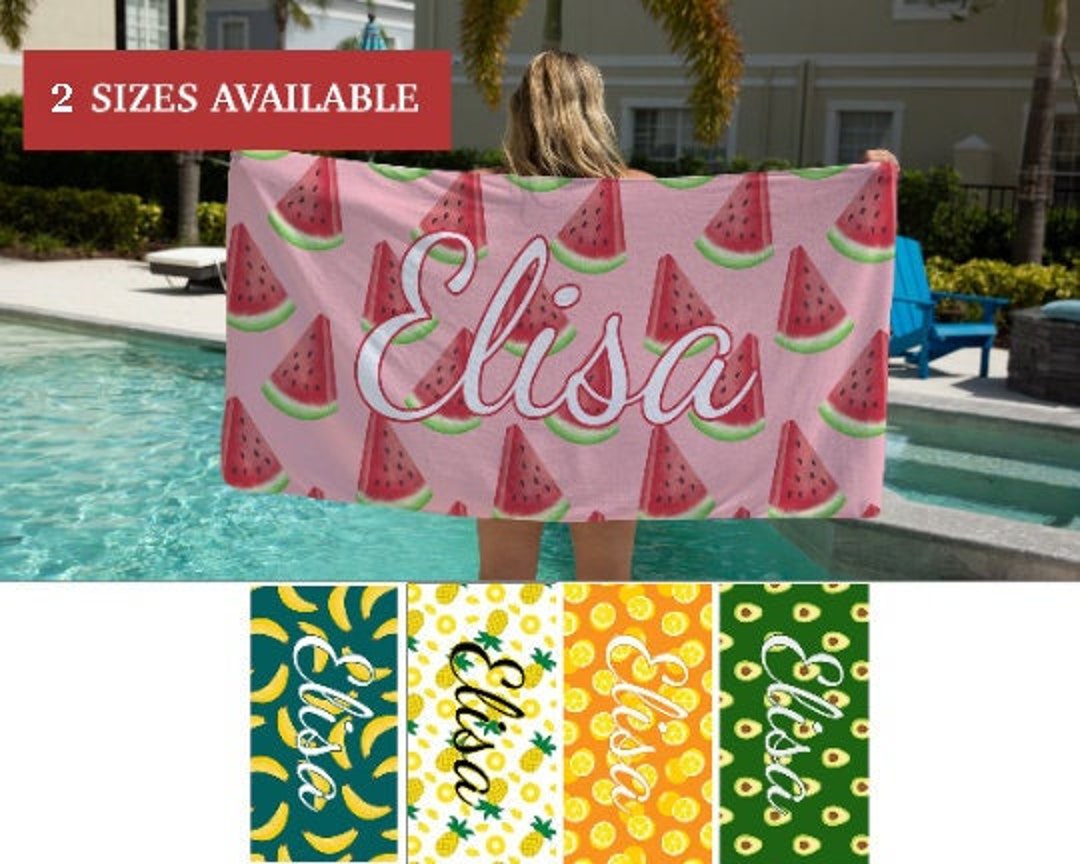 Personalized Fruit Beach Towel, Pineapple Beach Towel, Fruit Pool Towel ...