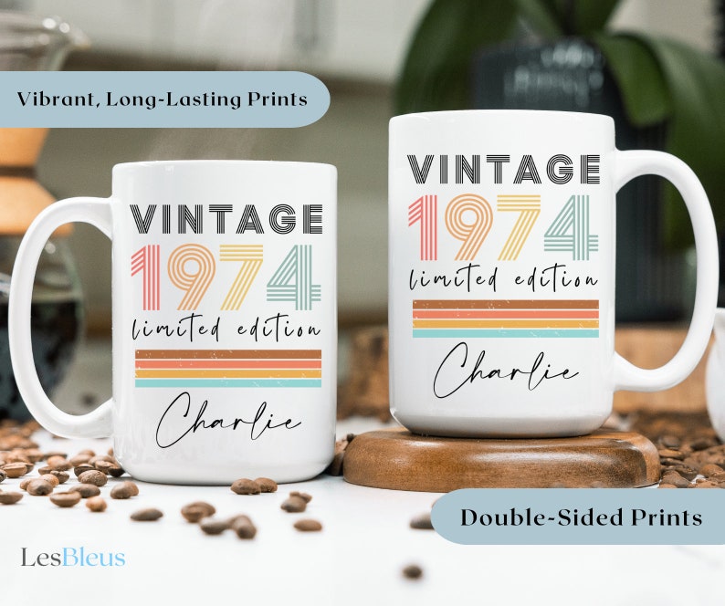 Vintage 1974 50th Birthday Mug, Vintage 1974 50th Birthday Gift, 50th ...