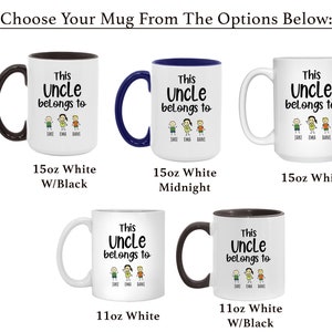 This Uncle Belongs to Mug, Uncle Coffee Mug Personalized, Custom Uncle ...