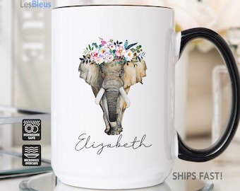 Boho Elephant Mug, Elephant Coffee Mug, Elephant Gifts for Women ...