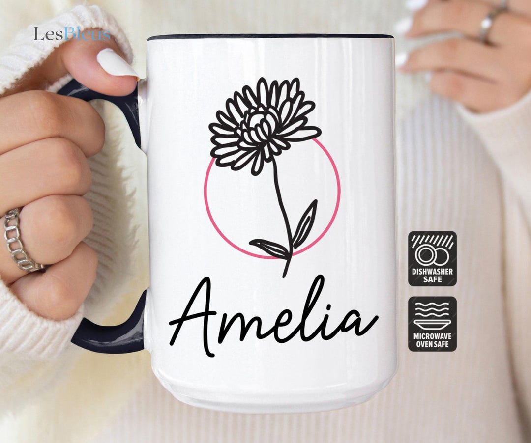 Personalized Birth Flower Month Mug, Flower Birth Month Mug, Custom ...