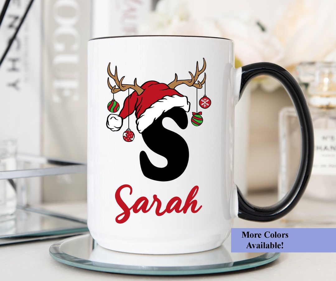 Christmas Initial Mug Personalize, Monogram Christmas Mug, Personalized ...