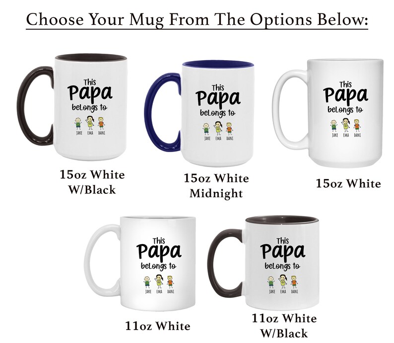 This Papa Belongs To, Papa Coffee Mug Personalized, Papa Gift From Kids ...