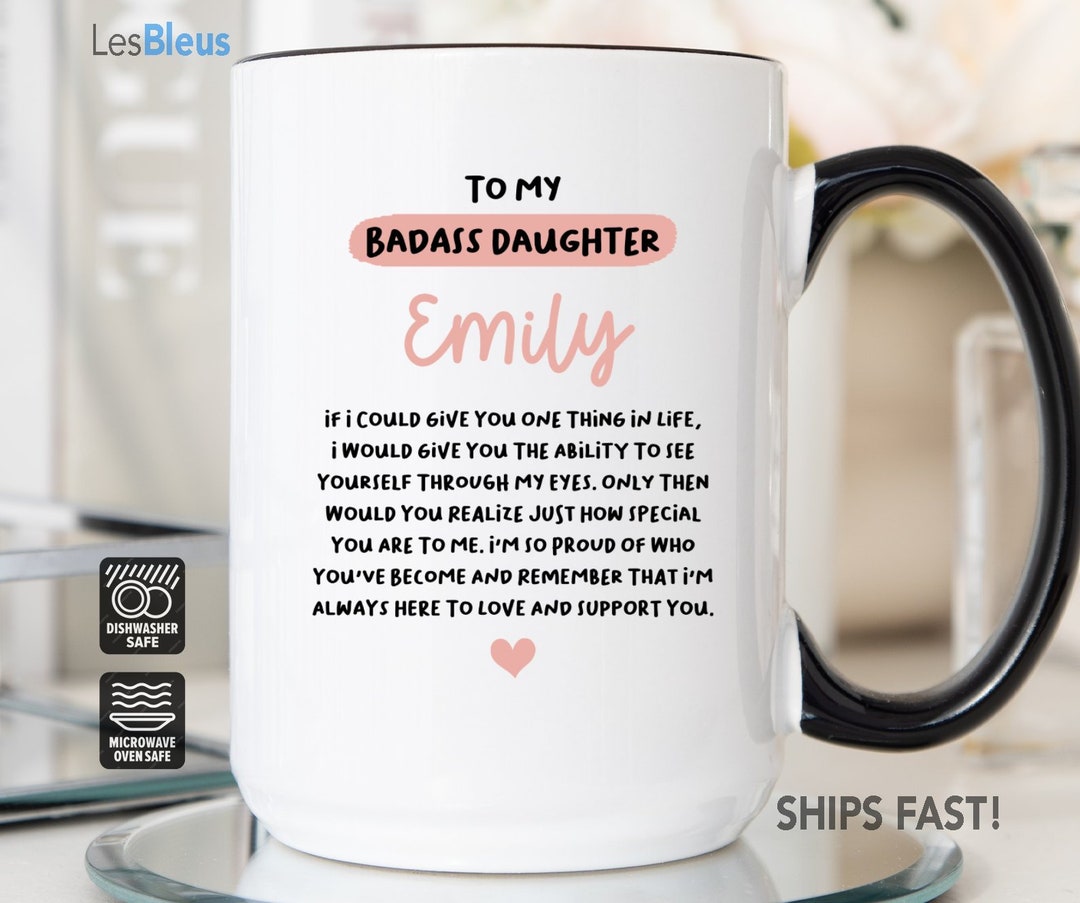 Badass Daughter Mug, Badass Daughter Letter Mug, Gift to Daughter Mug ...